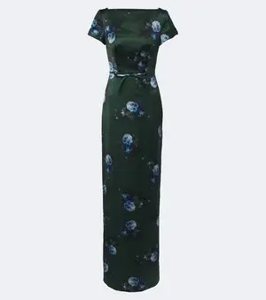 Erdem Belted Floral Duchess Satin Gown