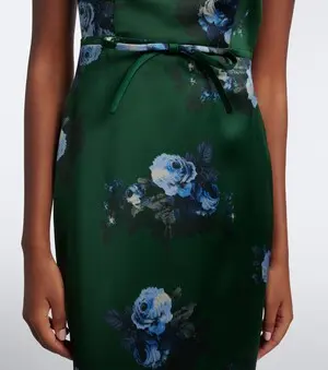 Erdem Belted Floral Duchess Satin Gown