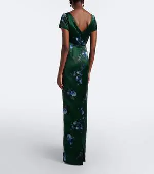 Erdem Belted Floral Duchess Satin Gown