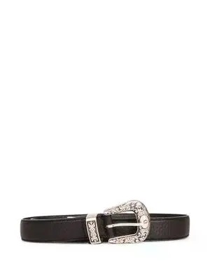 Orciani Engraved-buckle Leather Belt - Black