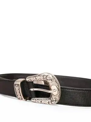 Orciani Engraved-buckle Leather Belt