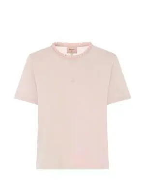 Repetto Ruffle-trim Logo-embroidered T-shirt - Pink