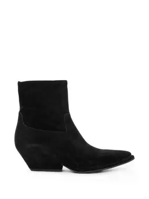 DEL CARLO Suede Pointed-toe Ankle Boots - Black