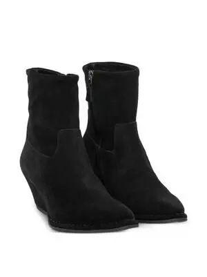 DEL CARLO Suede Pointed-toe Ankle Boots - Black