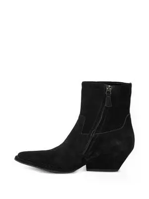 DEL CARLO Suede Pointed-toe Ankle Boots - Black