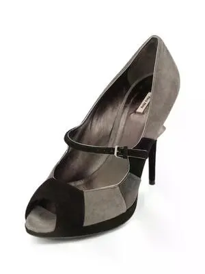 Miu Miu Peep-toe Suede Pumps - Grey
