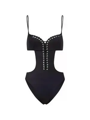 LUDOVIC DE SAINT SERNIN Lace-up Cut-out Swimsuit - Black