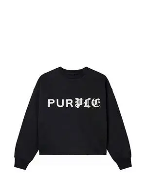 PURPLE BRAND Half & Half Logo-print Raw-cut Sweater