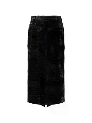 TOM FORD Croc-effect Velvet Midi Skirt