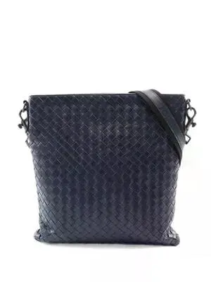 Bottega Veneta 2000s Intrecciato Messenger Bag - Blue
