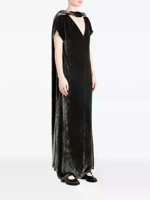 CORTANA Iris Velvet V-neck Maxi Dress