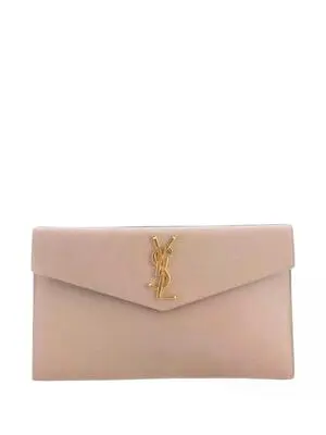 Saint Laurent Uptown Pouch Leather Clutch Bag - Brown