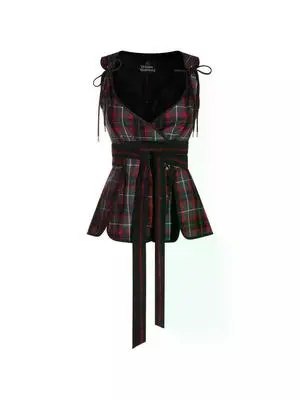 VIVIENNE WESTWOOD Roxy Tartan-print Peplum Top - Grey