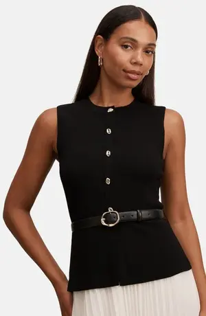 EVER NEW Loiusa Belted Sleeveless Mixed Media Maxi Dress
