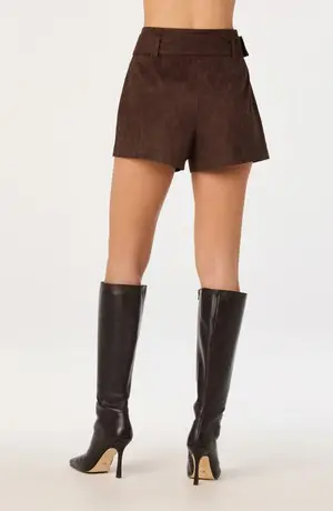 Astr The Label Rain High Waist Belted Shorts - Espresso