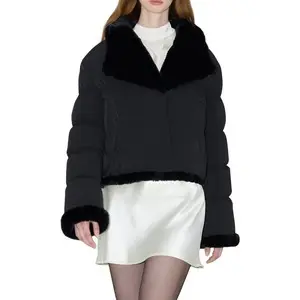 Soia & Kyo Adair Reversible Faux Fur Down Puffer Jacket - Black