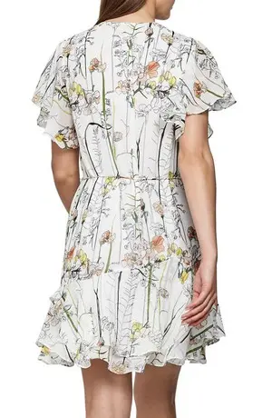REISS Juno Watercolor Floral Print Dress