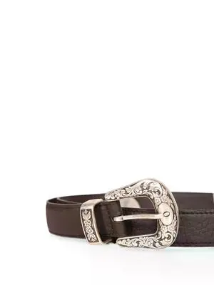 Orciani Engraved-buckle Leather Belt