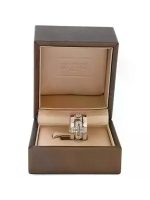 BVLGARI Parentesi Band 18k White Gold And Diamonds 11mm Ring - Silver