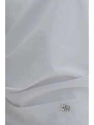 GANNI Asymmetric Draped Stretch Cotton Top - White