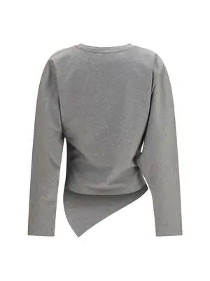 GANNI Asymmetric Draped Stretch Cotton Top