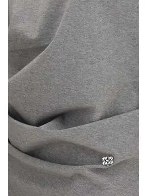 GANNI Asymmetric Draped Stretch Cotton Top - Gray