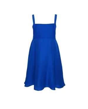 Azeeza Arden Black Raw Silk Mini Dress Sapphire