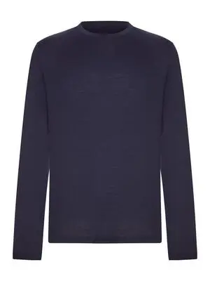 Herno Crew Neck Long Sleeved Sweater With Tone-on-tone Logo - Blue