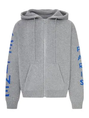 Celine Hooded Ribbed Knit Zip-up Cardigan