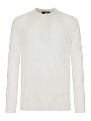 Amiri Henley Long-sleeved Ribbed Knit Sweater - Cream