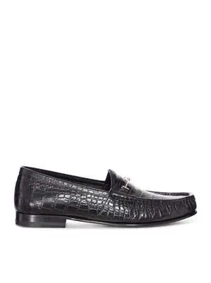 TOM FORD Crocodile Print Leather Moccasin With Metal Clip