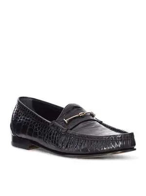 TOM FORD Crocodile Print Leather Moccasin With Metal Clip