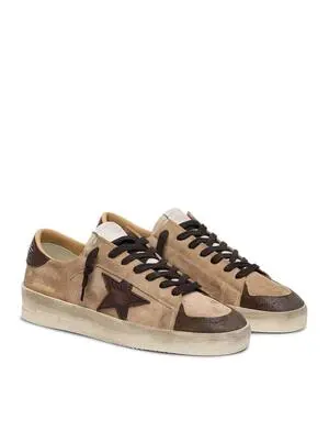GOLDEN GOOSE Stardan Men`s Beige Suede Shoes With Star And Inserts