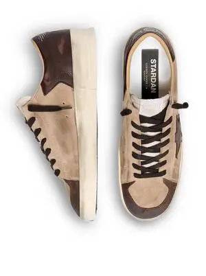 GOLDEN GOOSE Stardan Men`s Beige Suede Shoes With Star And Inserts