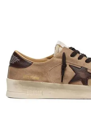 GOLDEN GOOSE Stardan Men`s Beige Suede Shoes With Star And Inserts