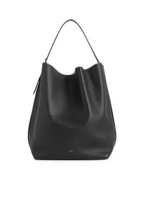 TOTEME Belted Tote Bag In Hammered Calfskin - Black