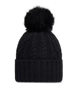 Moncler Wool And Cashmere Blend Hat With Pom Pom - Black