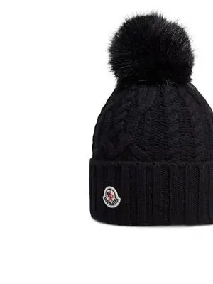 Moncler Wool And Cashmere Blend Hat With Pom Pom - Black