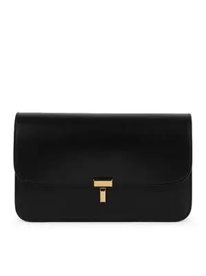 TOTEME Leather Crossbody Bag With T-lock Closure - Black