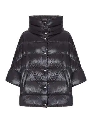 Herno Ultralight Nylon Cape With High Neck - Black