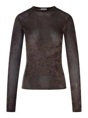 FORTE_FORTE Marbled Velvet Effect T-shirt - Brown