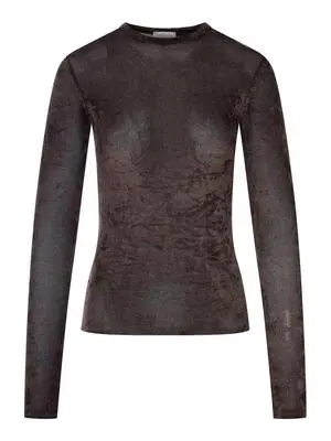 FORTE_FORTE Marbled Velvet Effect T-shirt - Brown