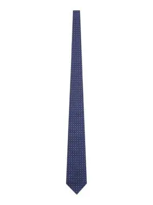 Kiton Fabric Tie With Micro Geometric Pattern - Blue