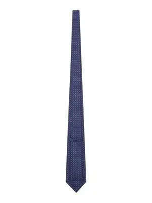 Kiton Fabric Tie With Micro Geometric Pattern - Blue