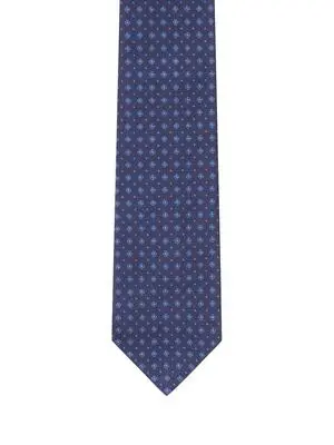 Kiton Fabric Tie With Micro Geometric Pattern - Blue
