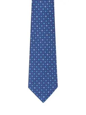 Kiton Fabric Tie With Micro Geometric Pattern - Blue