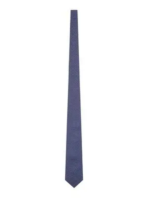 Kiton Fabric Tie With Micro Geometric Pattern - Blue