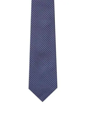 Kiton Fabric Tie With Micro Geometric Pattern - Blue