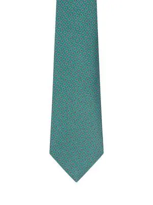 Kiton Fabric Tie With Micro Geometric Pattern - Green