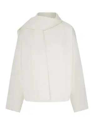 Giorgio Armani Textured Fabric Sweater With Integrated Scarf - White